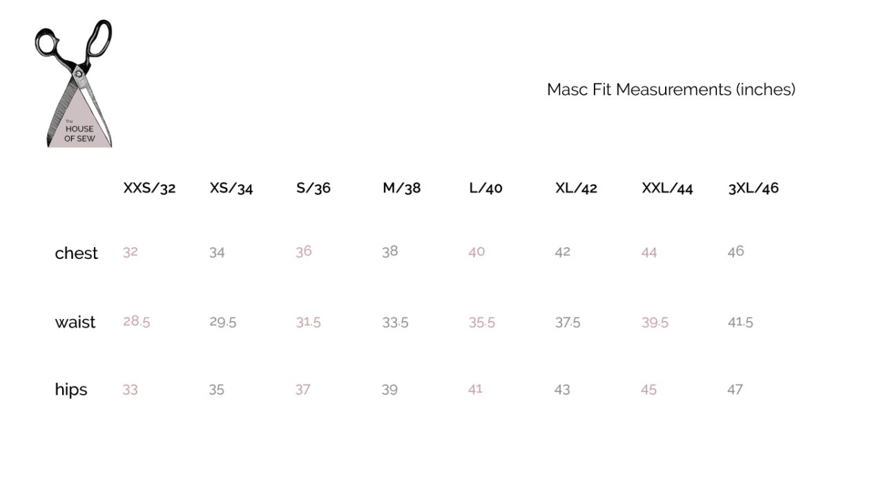 Size Chart | The House of Sew